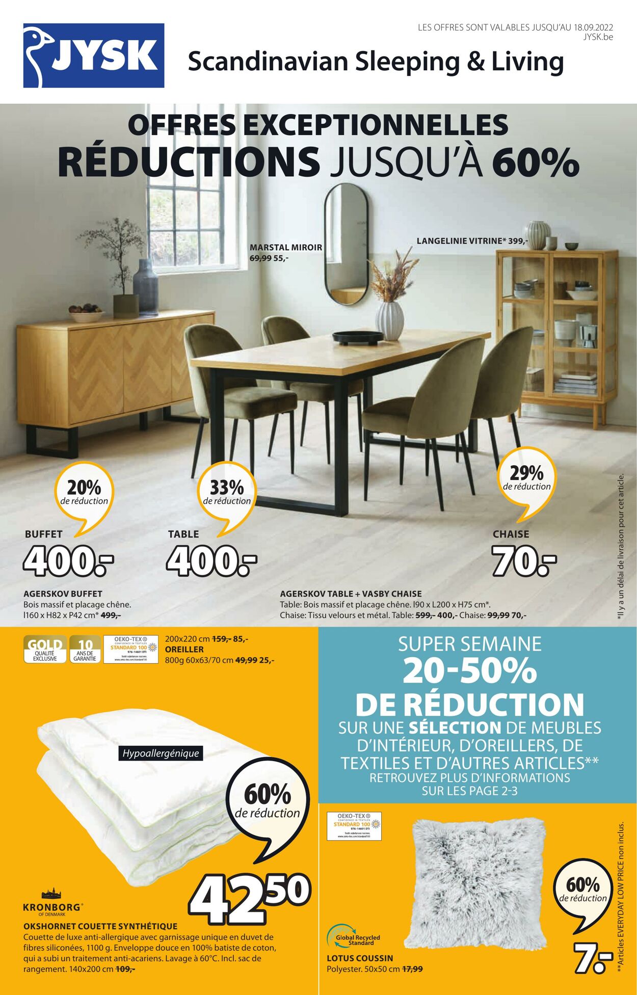 JYSK Folder Promotionnel - Valable à partir du 14.08 au 18.09 - Page n° 1 - belgique-folders.com